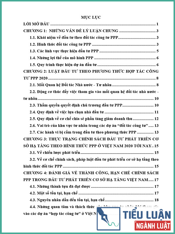 [Tiểu luận 2022] Pháp luật về hình thức đầu tư theo đối tác công tư ...